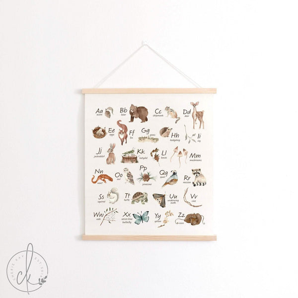 Woodland Alphabet | Hanging Canvas | Classroom Wall Decor